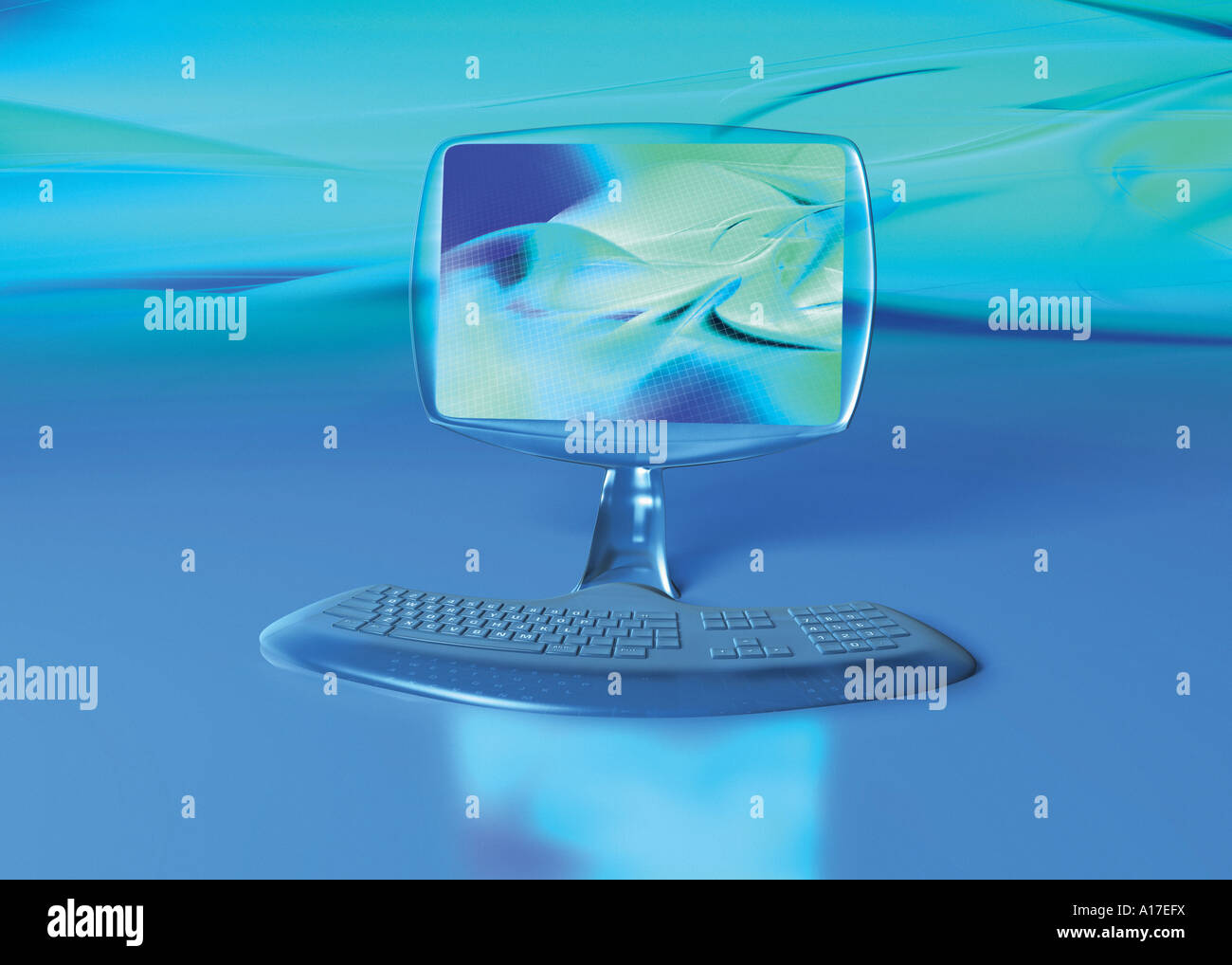 Virtual blue computer Stock Photo - Alamy