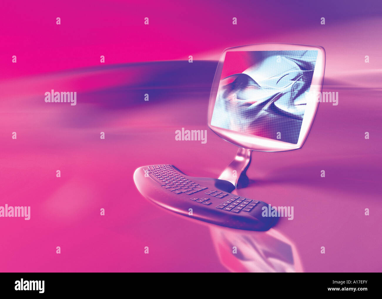 Virtual purple computer Stock Photo - Alamy