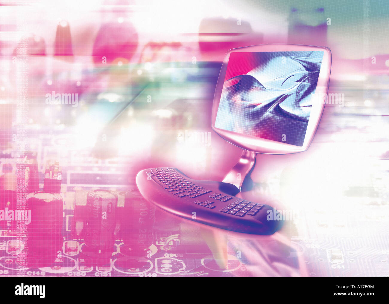 Virtual purple computer Stock Photo - Alamy