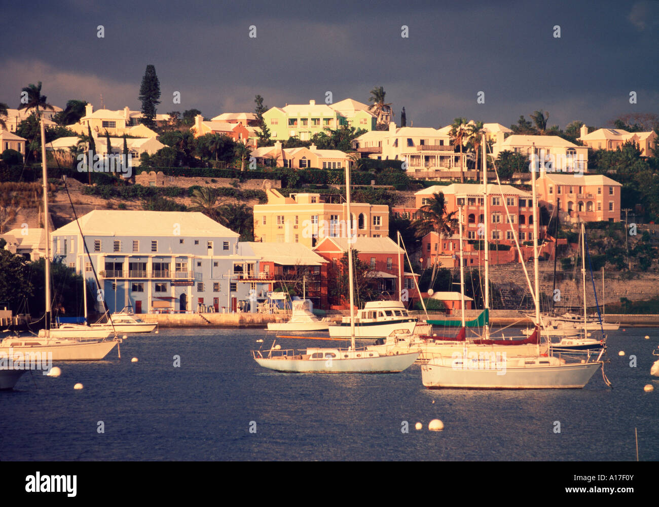 Boats at anchor in Hamilton on the island of Bermuda Stock Photo - Alamy