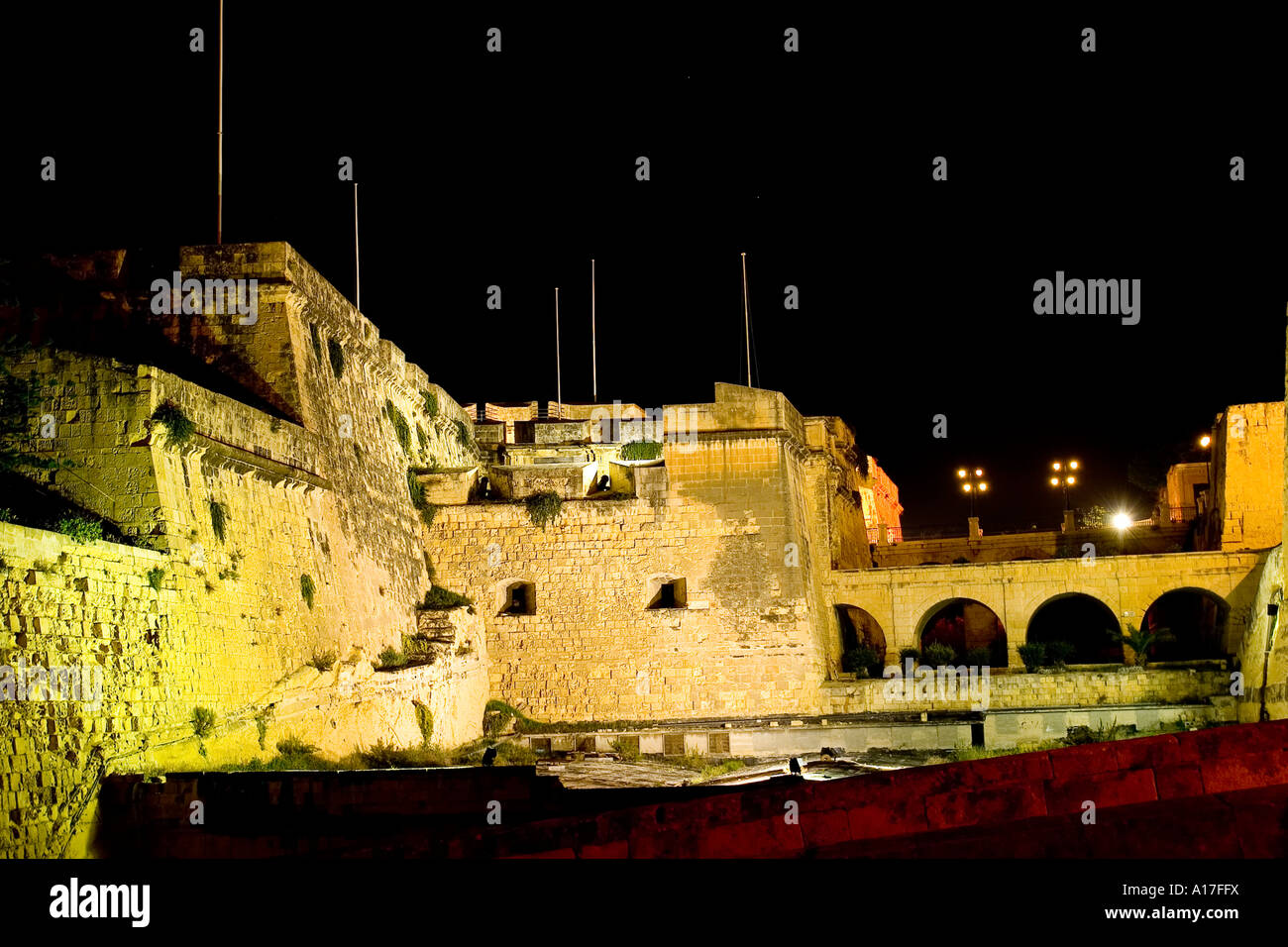 The forts of Valetta at night in Malta Stock Photo - Alamy