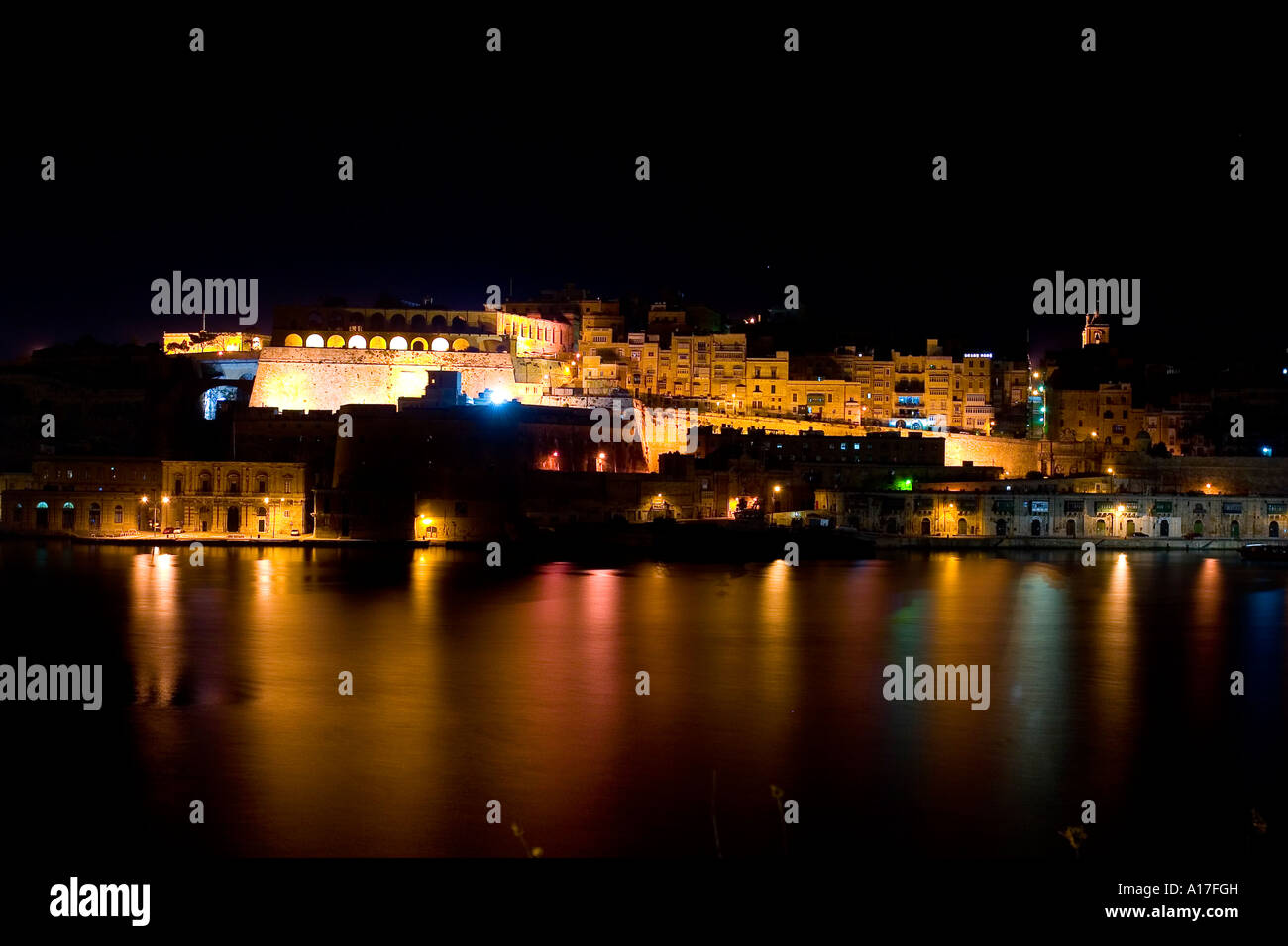 The forts of Valetta at night in Malta Stock Photo - Alamy
