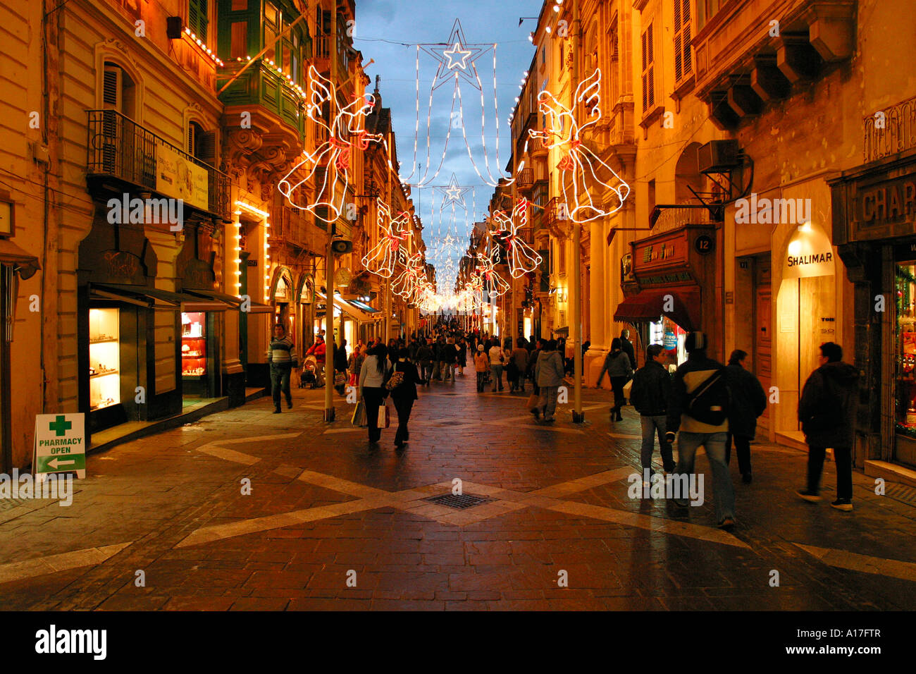 The main street of Valletta, at night, Malta Stock Photo - Alamy