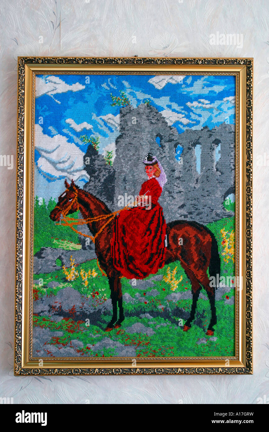 A kitsch embroidery of a horse Stock Photo - Alamy