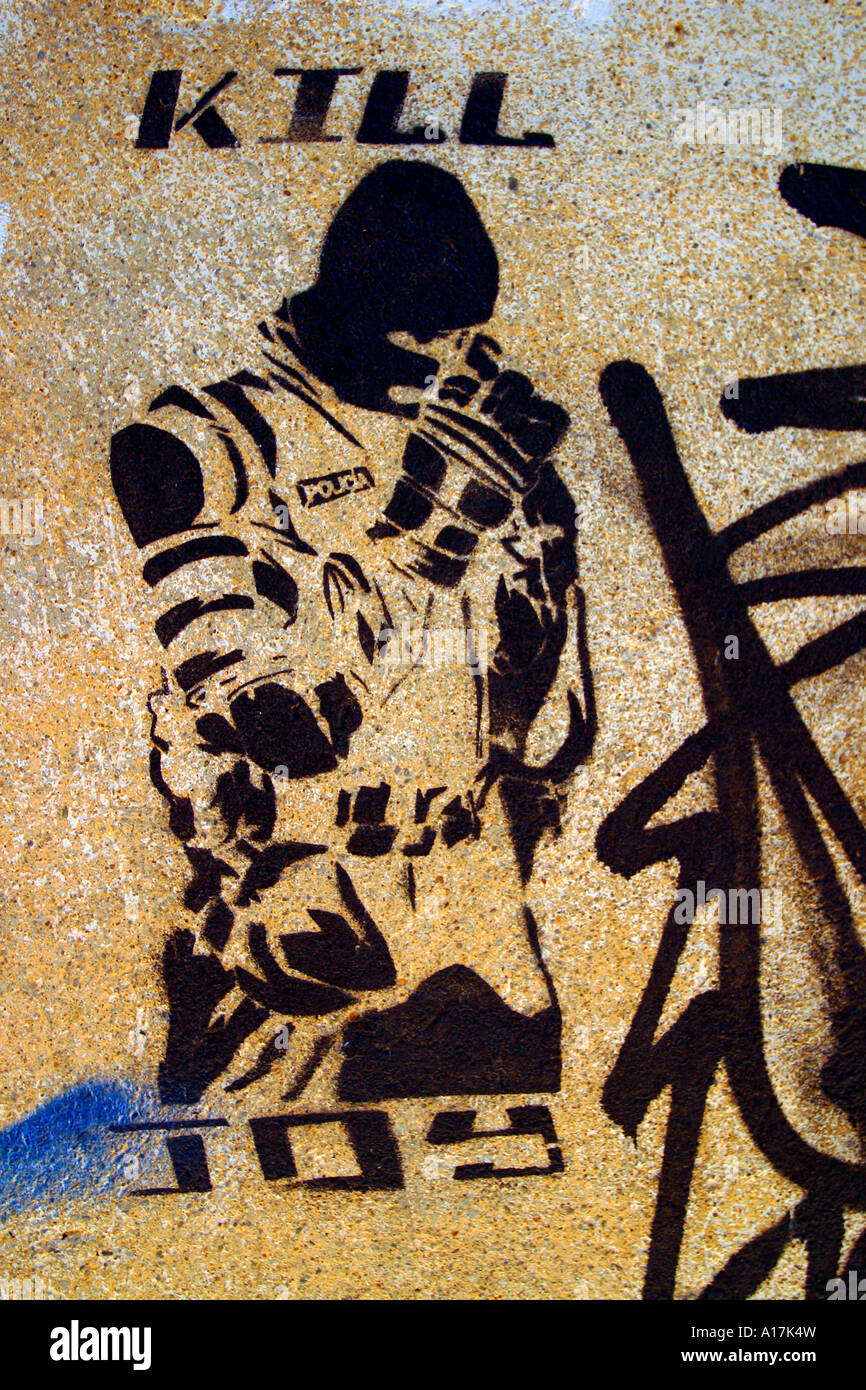 Hooded police, Stencil Graffiti Art Stock Photo - Alamy