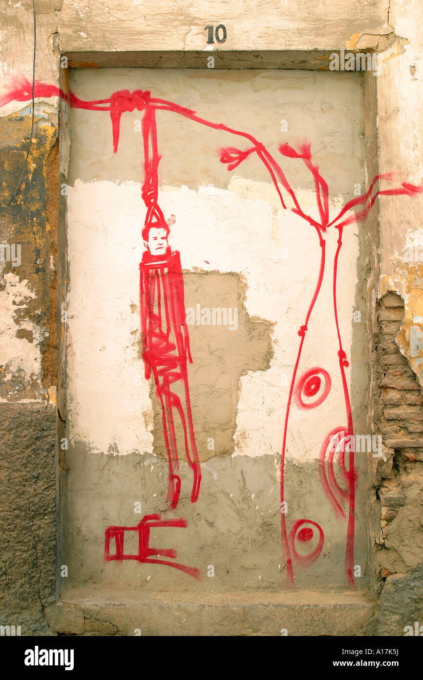 Hanging man, Stencil Graffiti Art Stock Photo - Alamy
