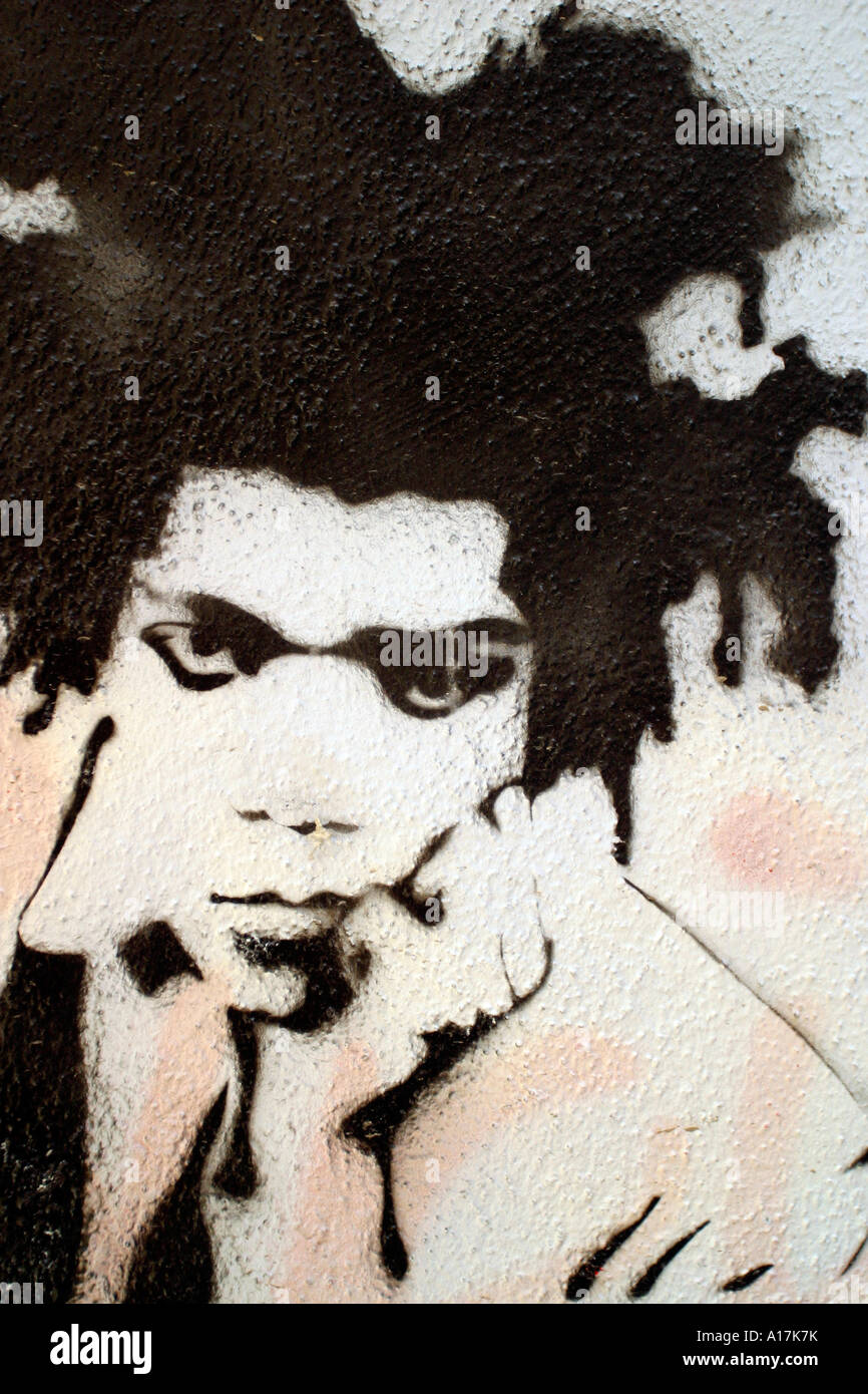 Man with Dreadlocks, Stencil Graffiti Art Stock Photo - Alamy