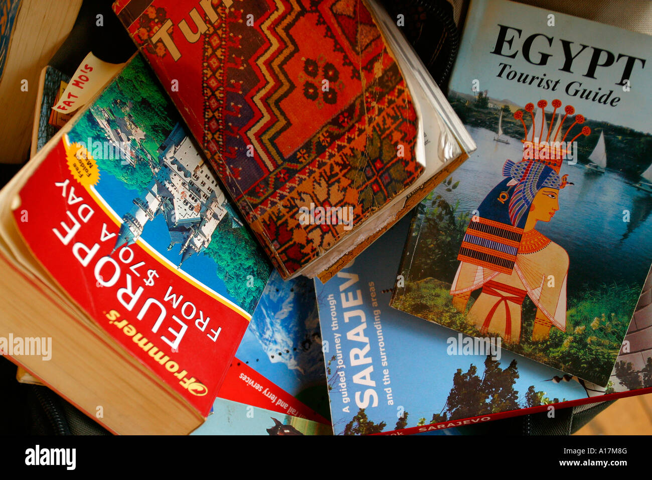A collection of European Travel Books for Backpacking Stock Photo - Alamy