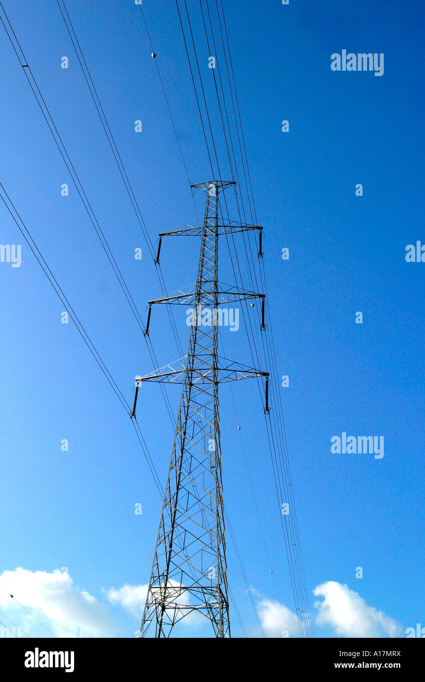 High tension overhead power lines Stock Photo - Alamy