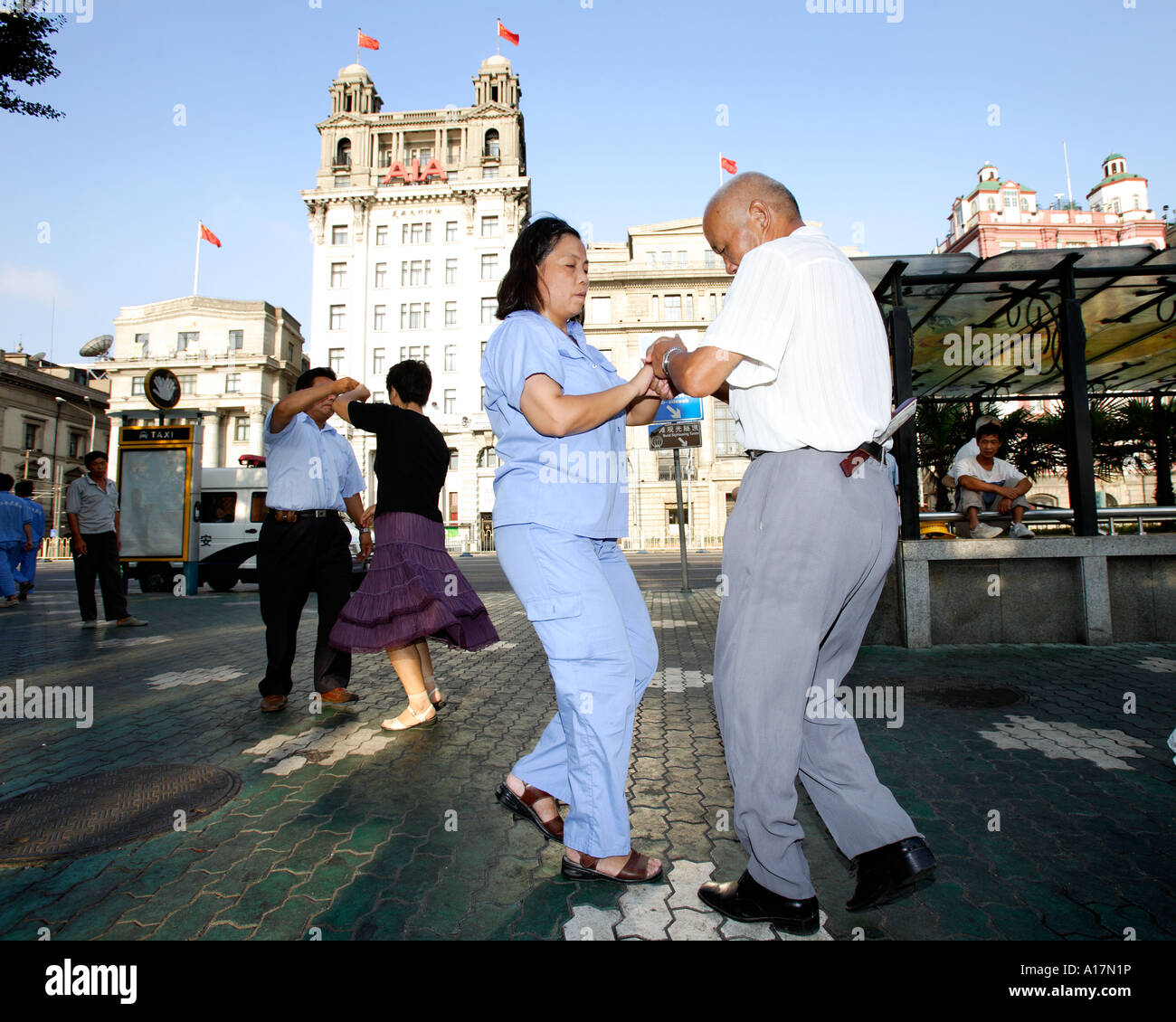 Early Morning Ballroom Dancing, The Bund, Shanghai, China Stock Photo ...
