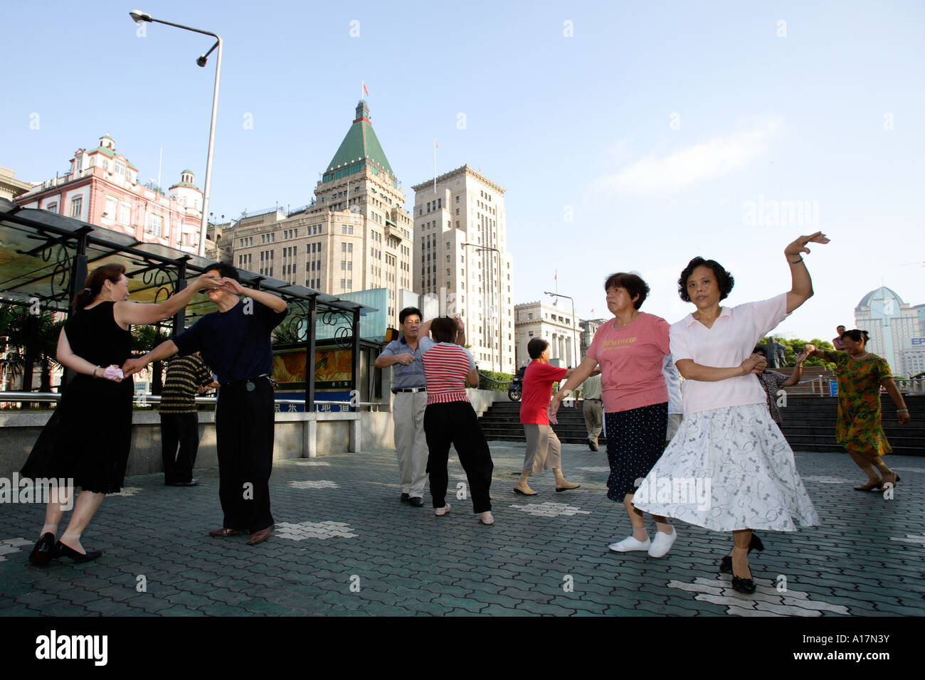 Early Morning Ballroom Dancing, The Bund, Shanghai, China Stock Photo ...
