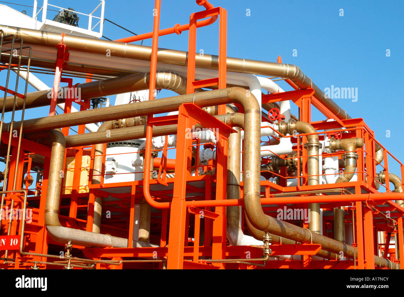 Bright Red Pipes transporting toxic gas and chemicals Stock Photo - Alamy