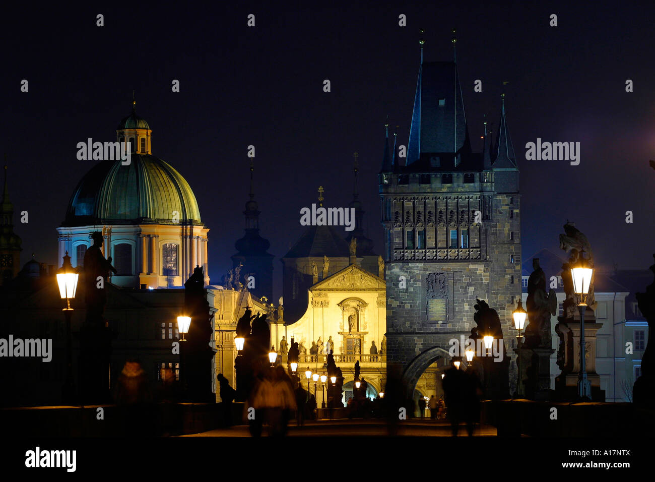 The Charles Bridge at night, Prague Stock Photo - Alamy