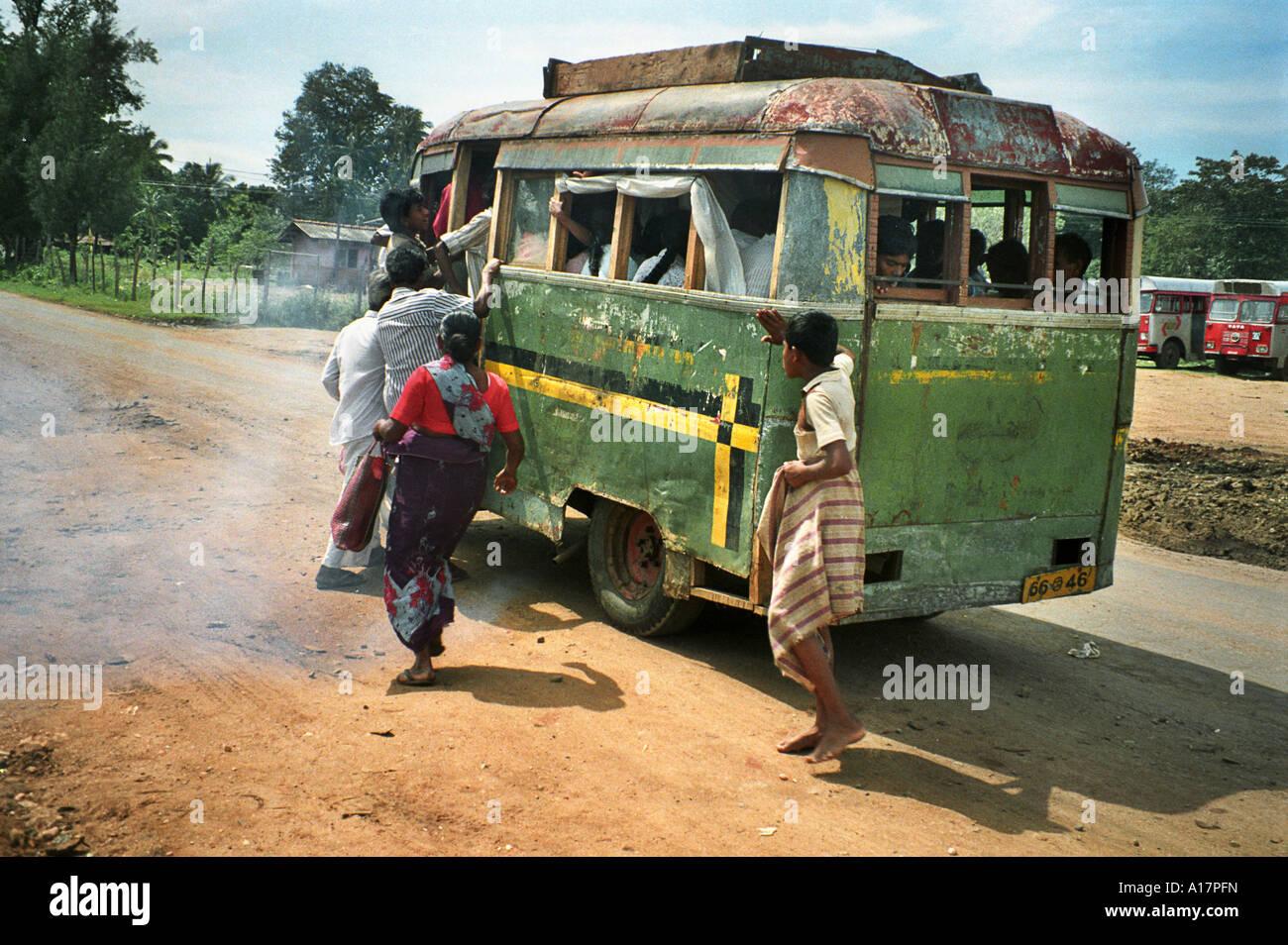 The Magic bus, running to catch this old smoky bus in rural Sri Lanka ...