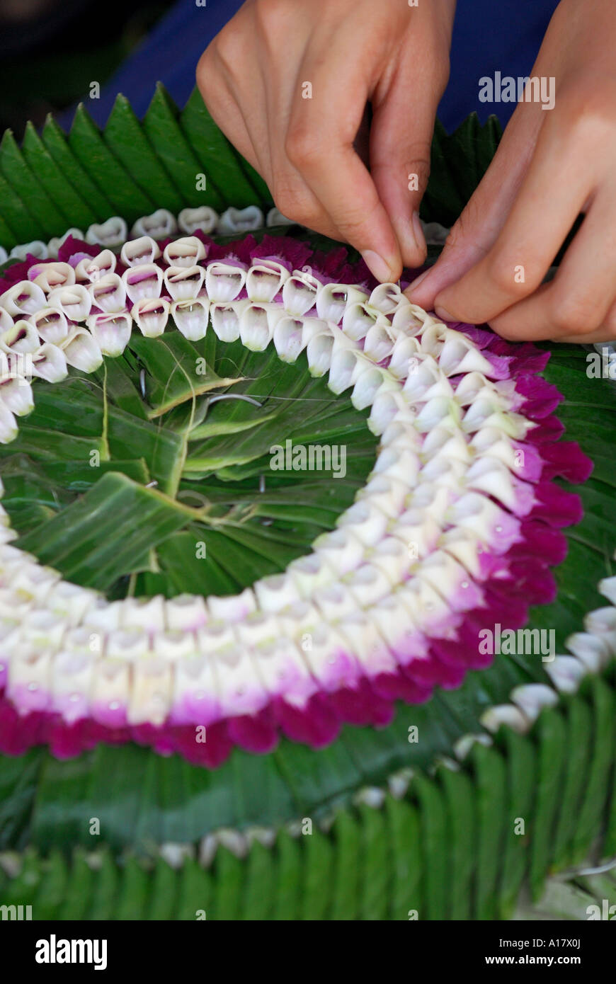 School children making Krathongs for the Loy Krathong festical Chiang ...