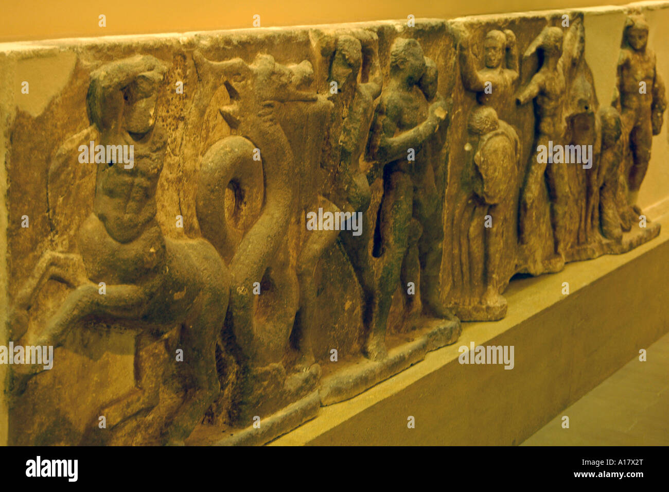 Carved Marble frieze, Delphi Museum, Greece Stock Photo - Alamy
