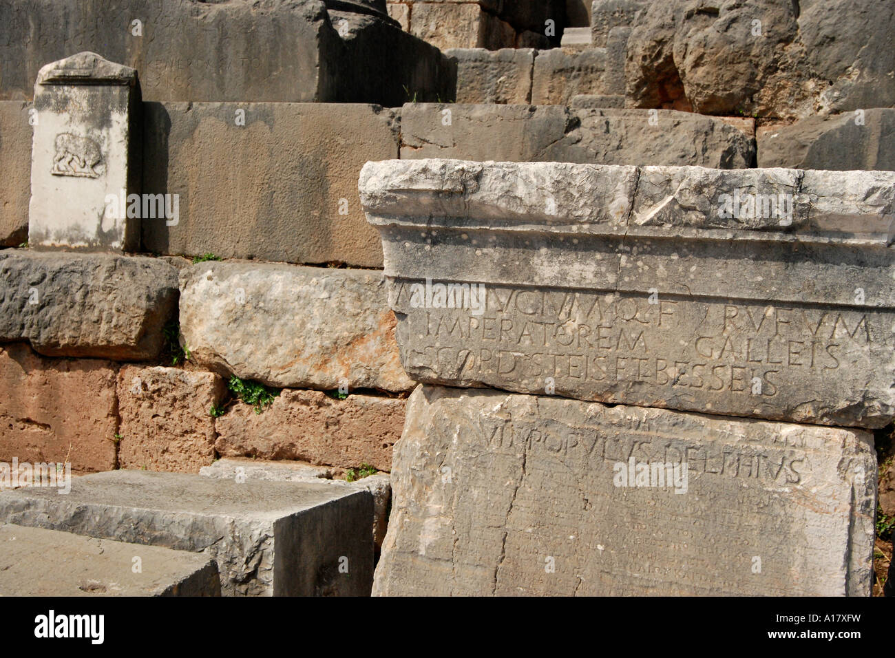 Delphi ruins, Greece under Mount Parnassus Stock Photo - Alamy