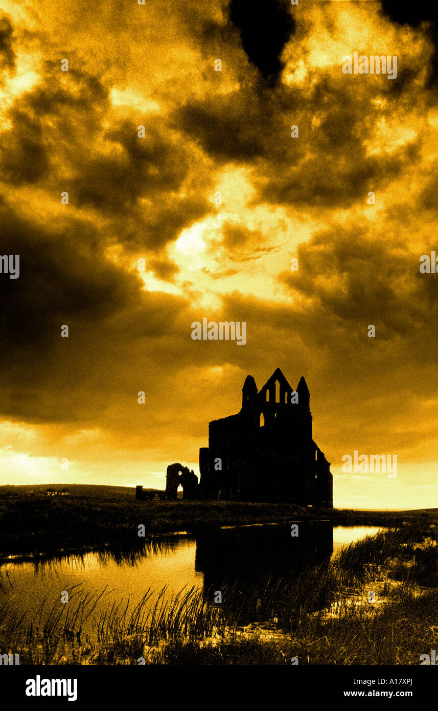 Whitby abbey in silhouette hi-res stock photography and images - Alamy