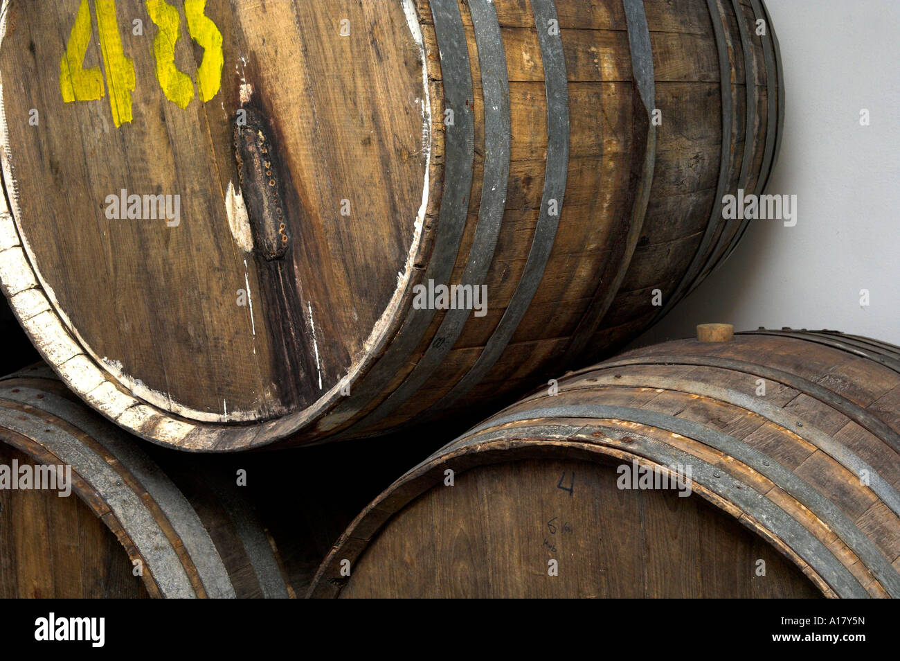 Three wine casks in cellars Stock Photo - Alamy