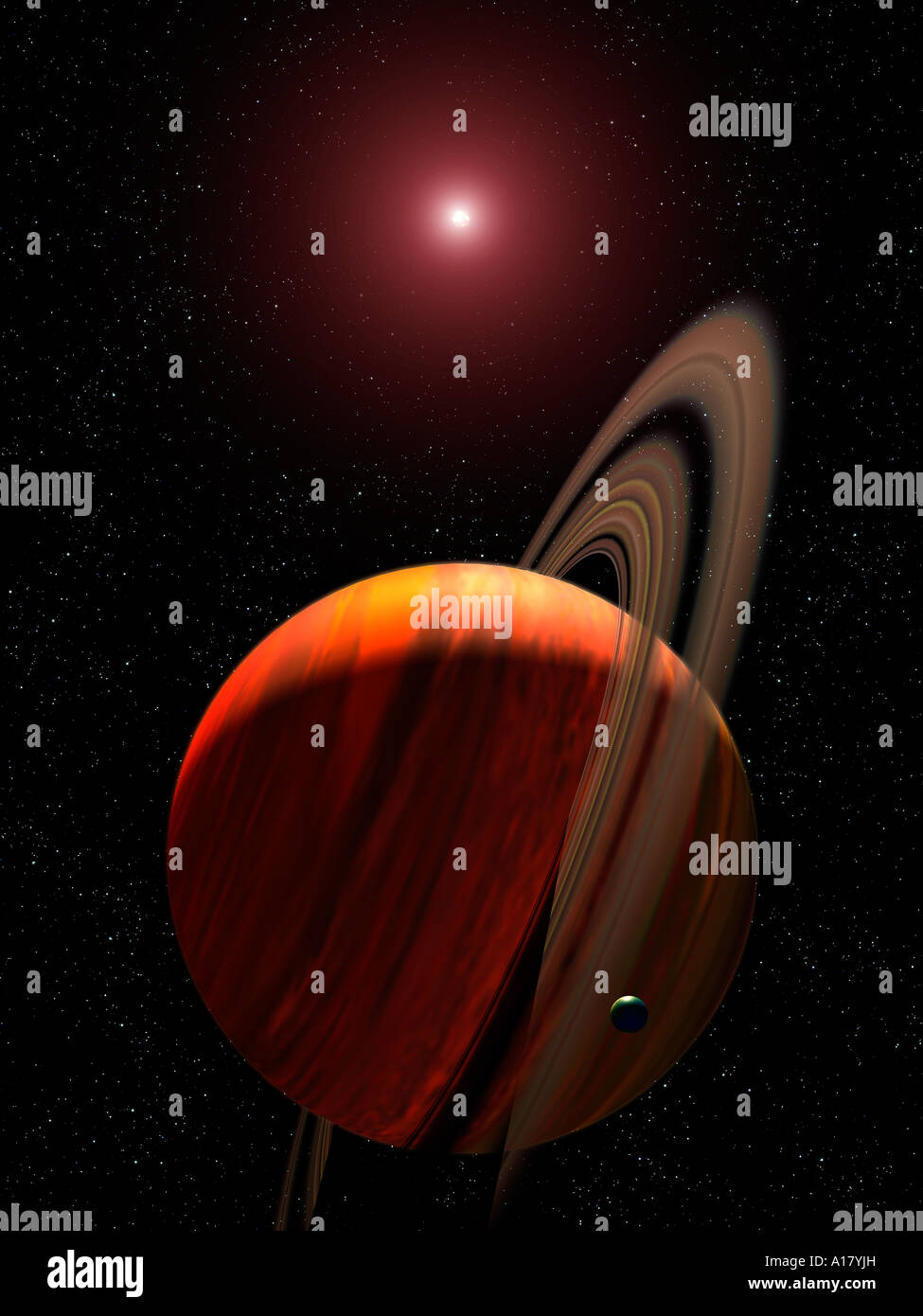 A gas giant planet orbiting a red dwarf Stock Photo - Alamy