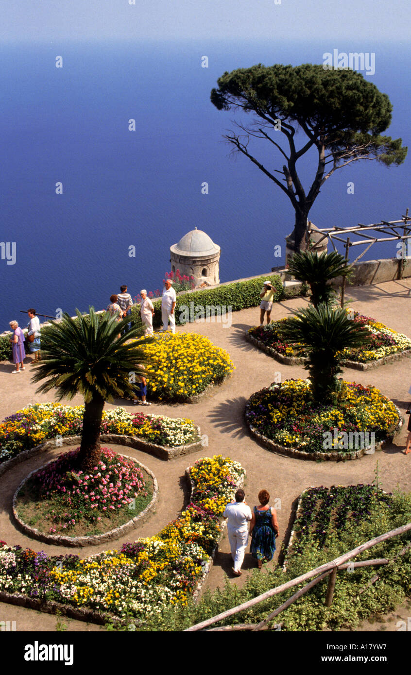 Villa Rufolo Ravello Amalfi Coast Italy Flowers Palm tree Stock Photo ...