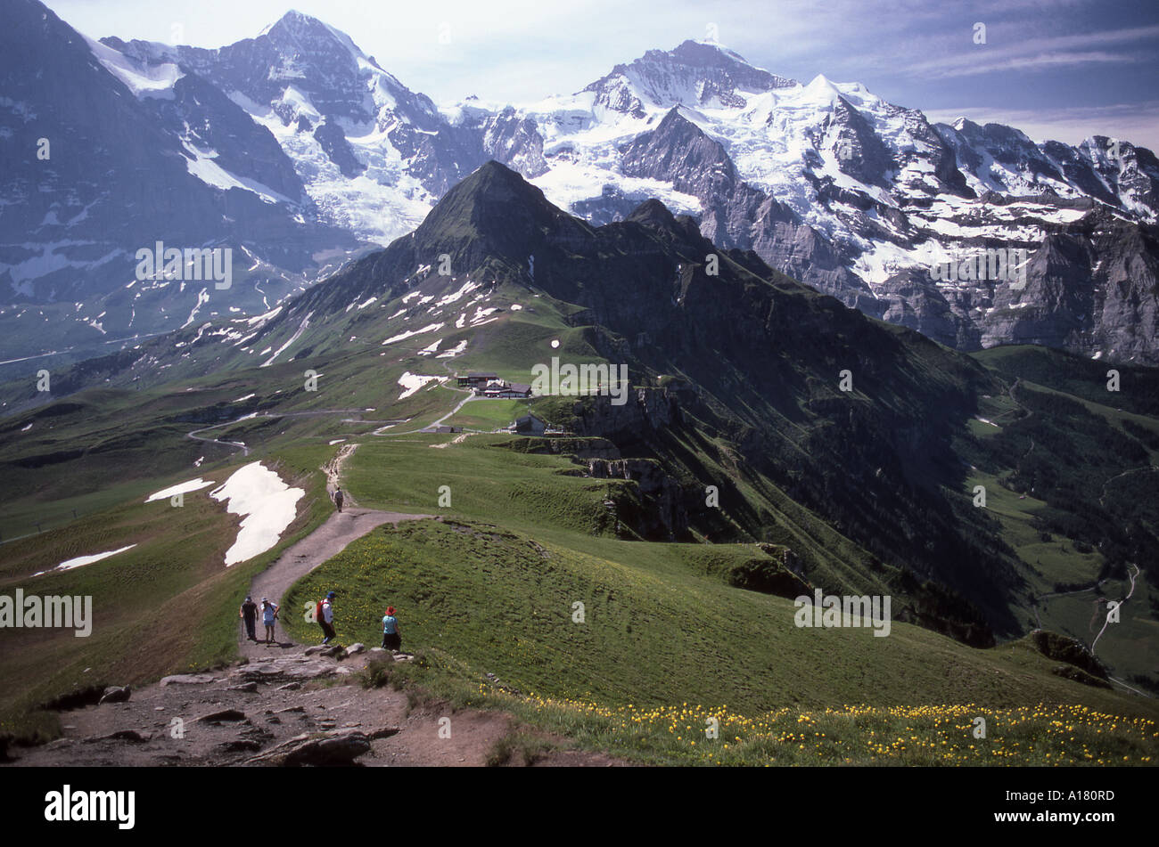 The Monch and The Jungfrau in the Swiss Alps, viewed from the ...