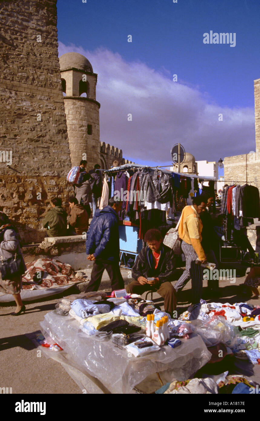 Tunisia Sousse Bazar market wall of the old castle shopping selling ...
