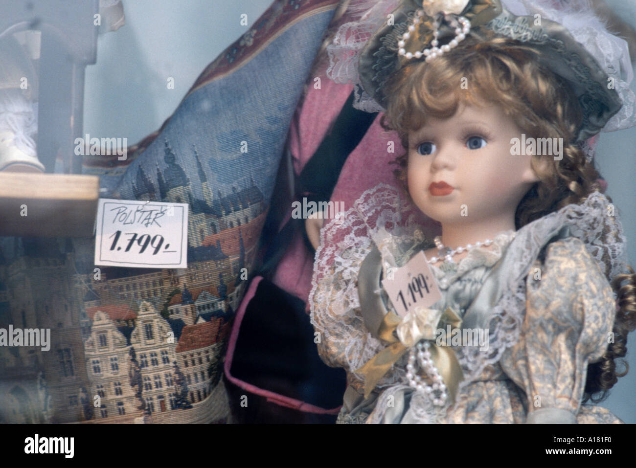 Doll in Prague Shop Window Stock Photo - Alamy