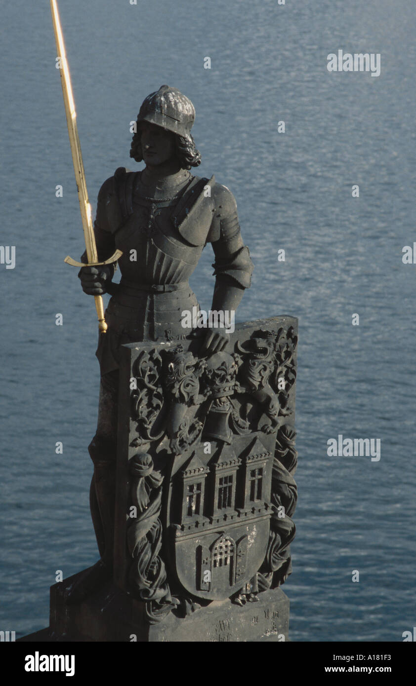Prague: Charles Bridge Statue Stock Photo - Alamy