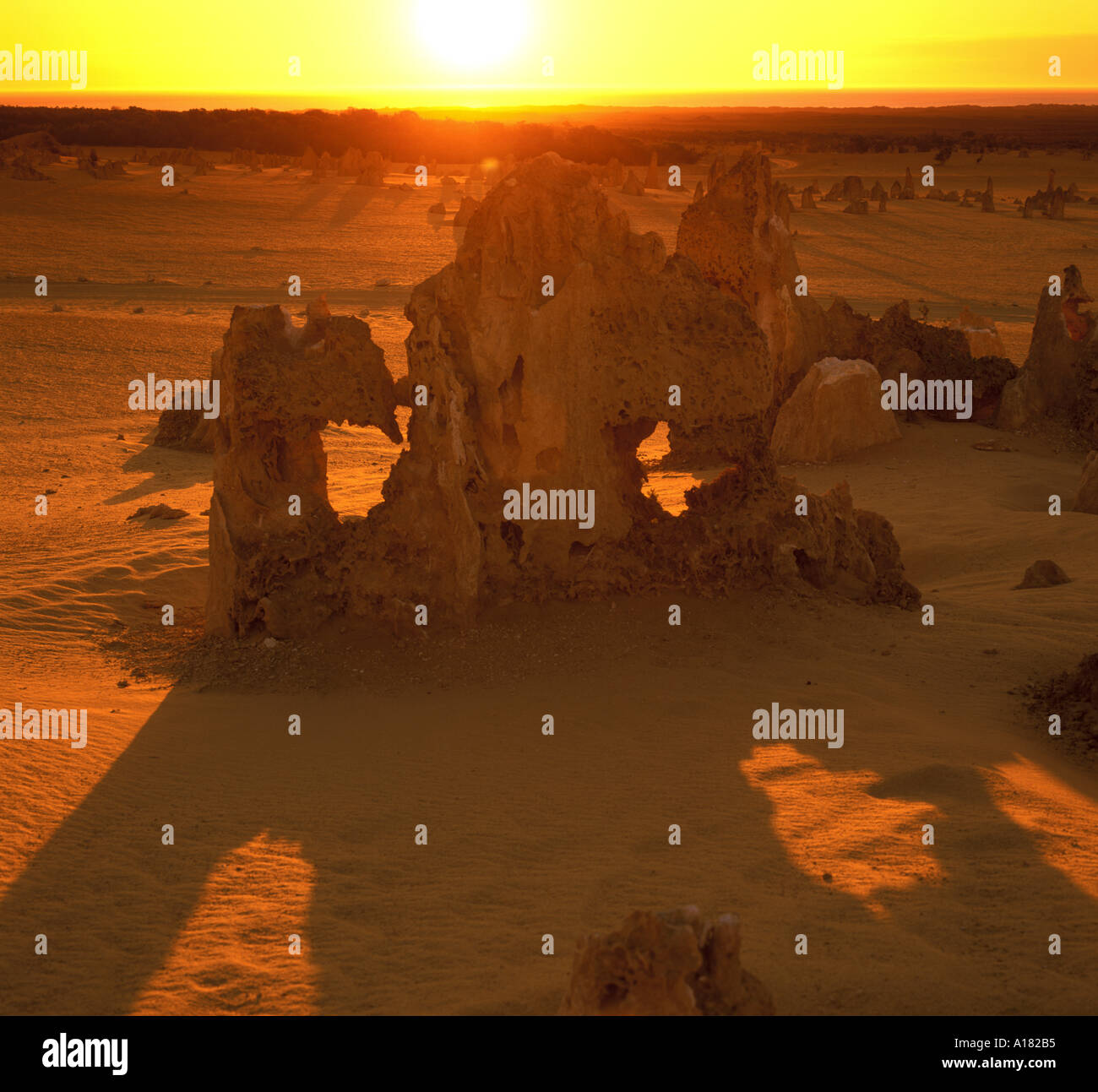 Sunset over Pinnacles Desert Western Australia Stock Photo - Alamy