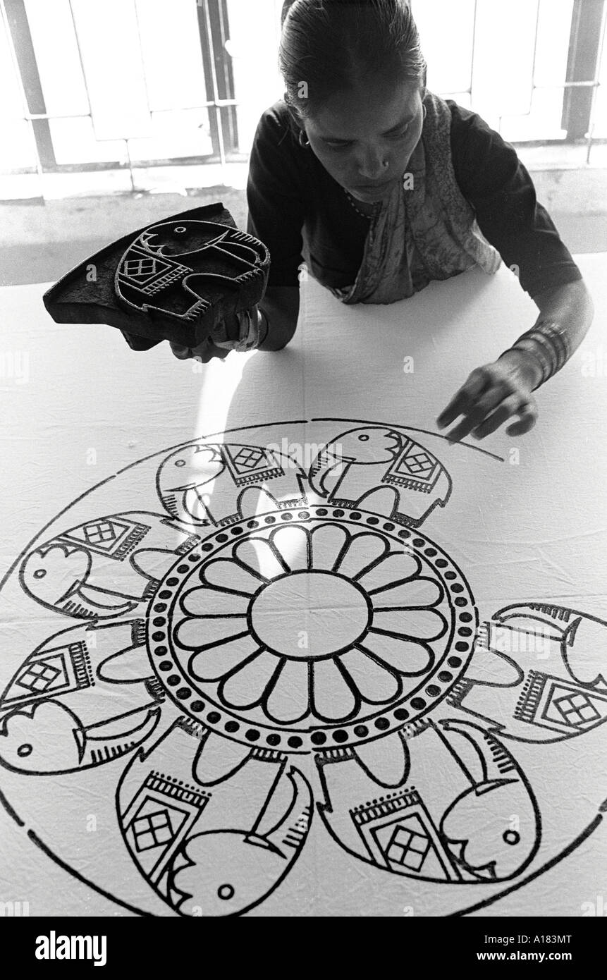 Fabric printing art Black and White Stock Photos & Images - Alamy