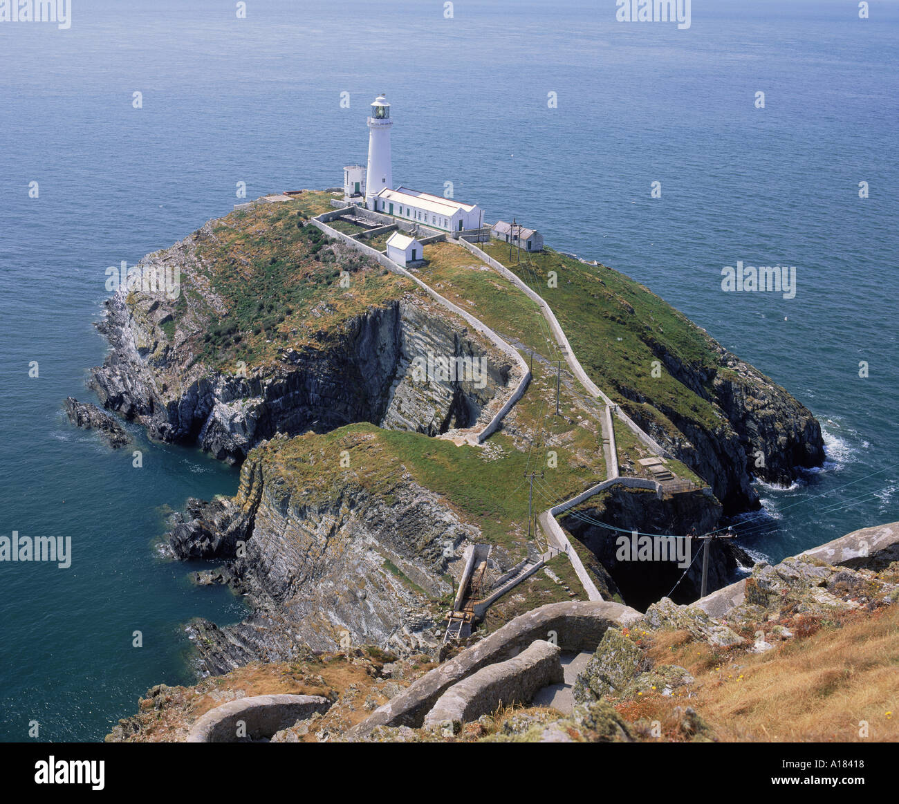 The lighthouse at South Stack near Holyhead Anglesey North Wales N ...