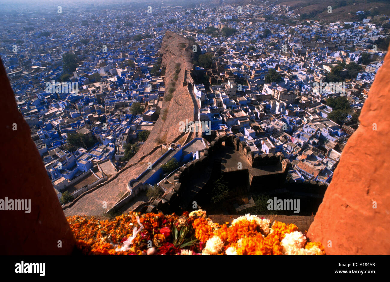 Aerail view from the fort over the Blue Houses of Jodhpur built for the ...