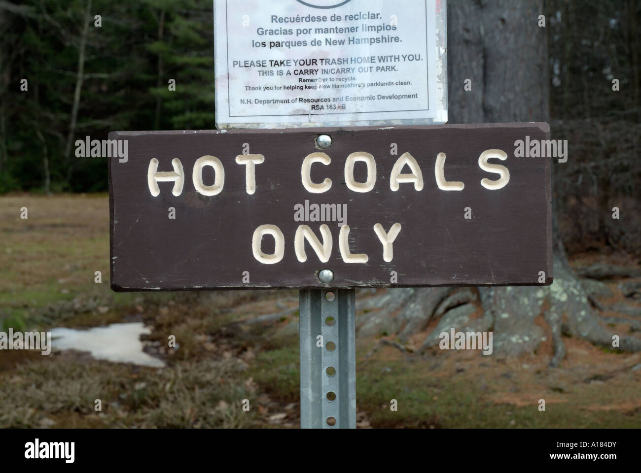 Hot Coals Only Sign Stock Photo - Alamy