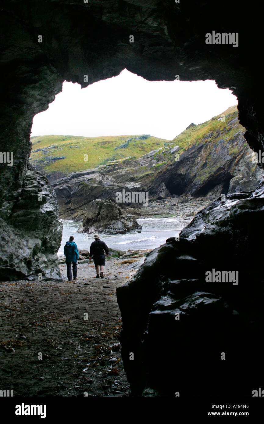 Merlin's Cave Tintagel Cornwall South West England Stock Photo - Alamy