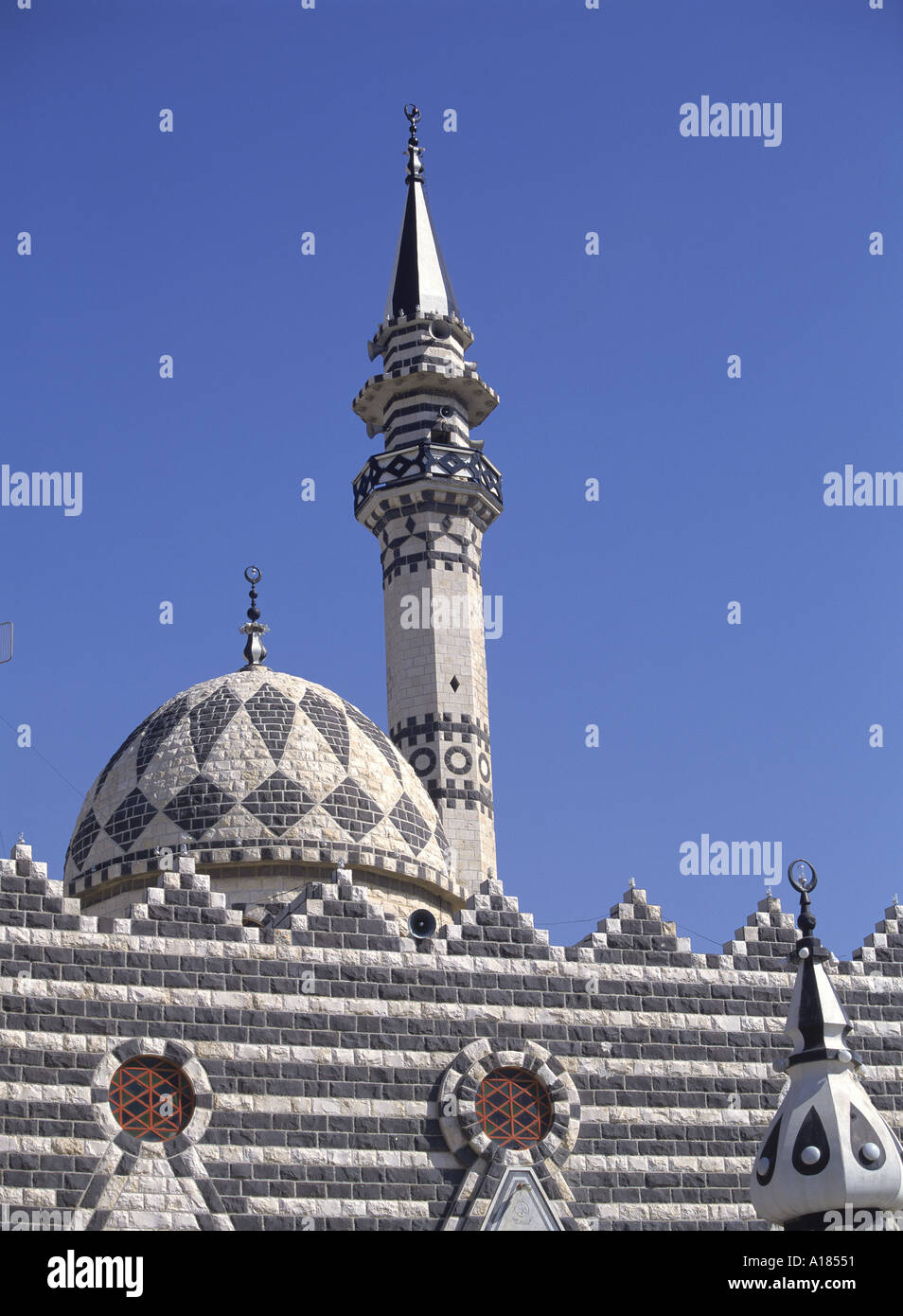 The dome and minaret of the Darwish Mosque Amman Jordan Middle East M ...