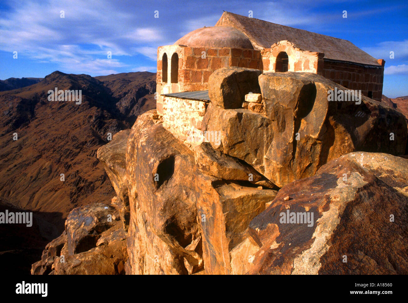 Holy Trinity Chapel rebuilt in 1934 on summit of Mt Sinai where Moses ...