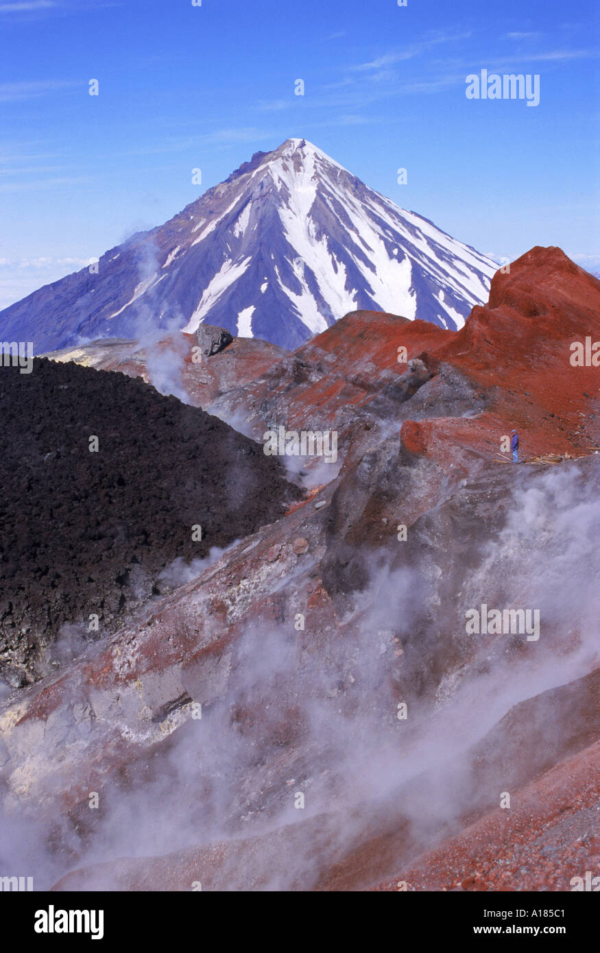 Lava plug formed in crater in 1991 in the Avacha volcano with the ...