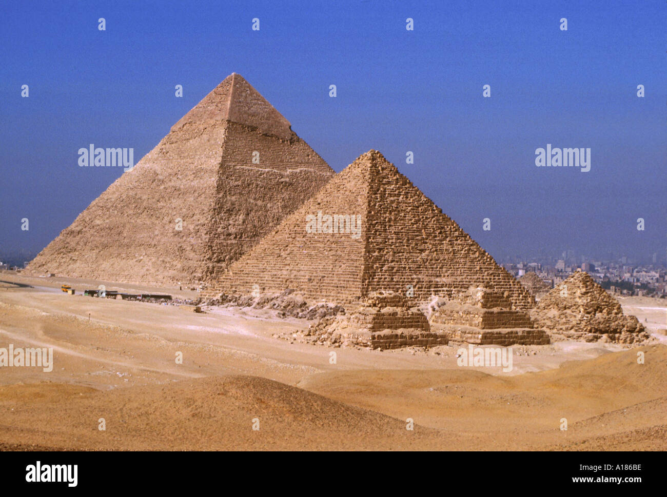 The pyramids at Giza Cairo Egypt Africa F J Jackson Stock Photo - Alamy