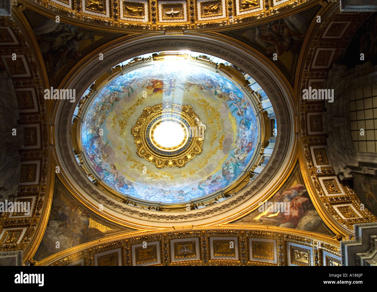 St Peters Peter's Basilica interior dome and frescoes The Vatican Rome ...