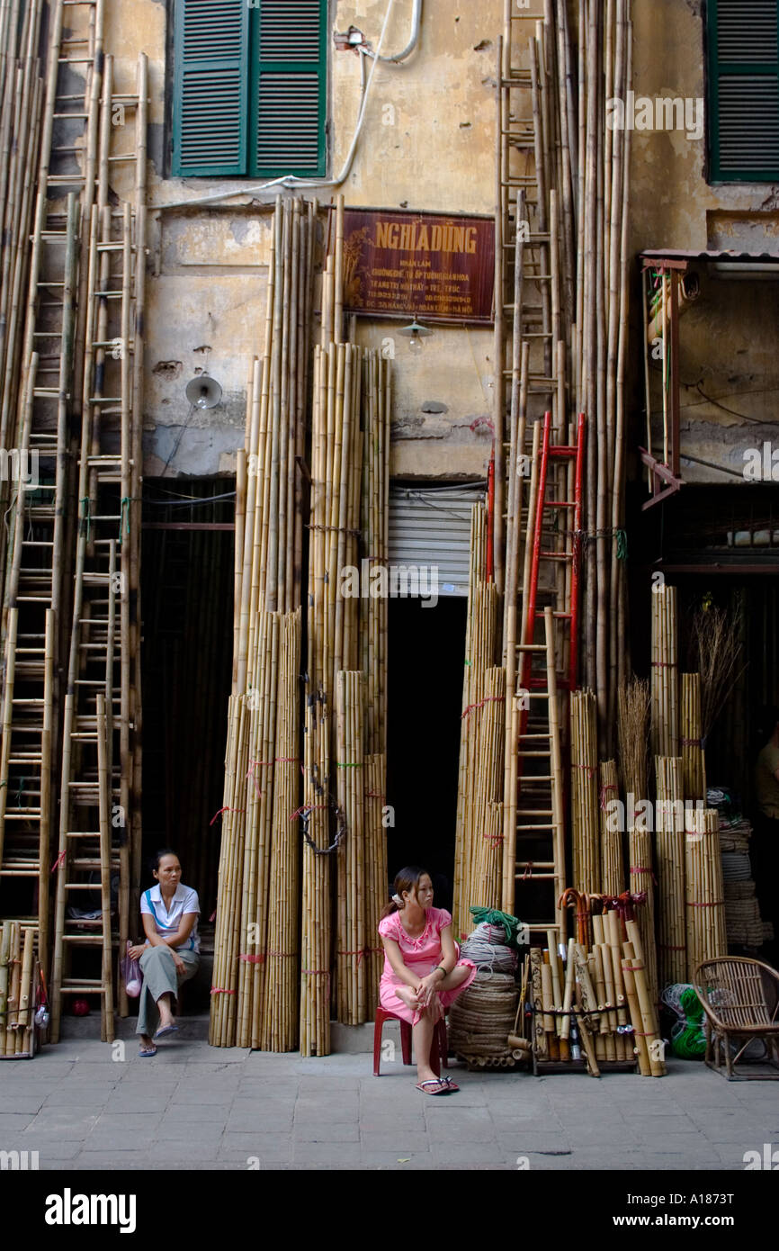 Bamboo Selling Business Ladder Street, Old Quarter Hanoi Vietnam Stock ...