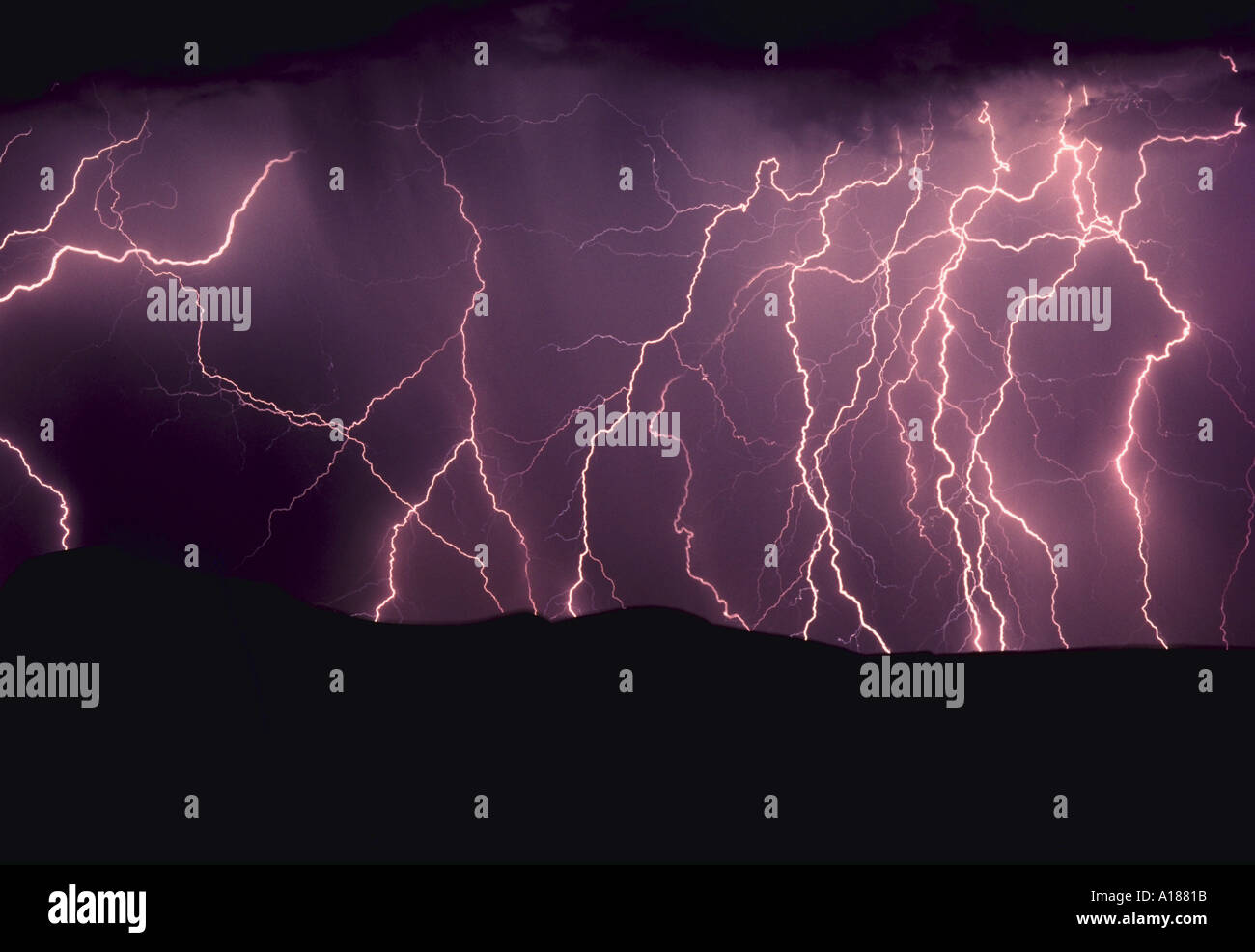 Multiple lightning strikes in time exposure Stock Photo - Alamy