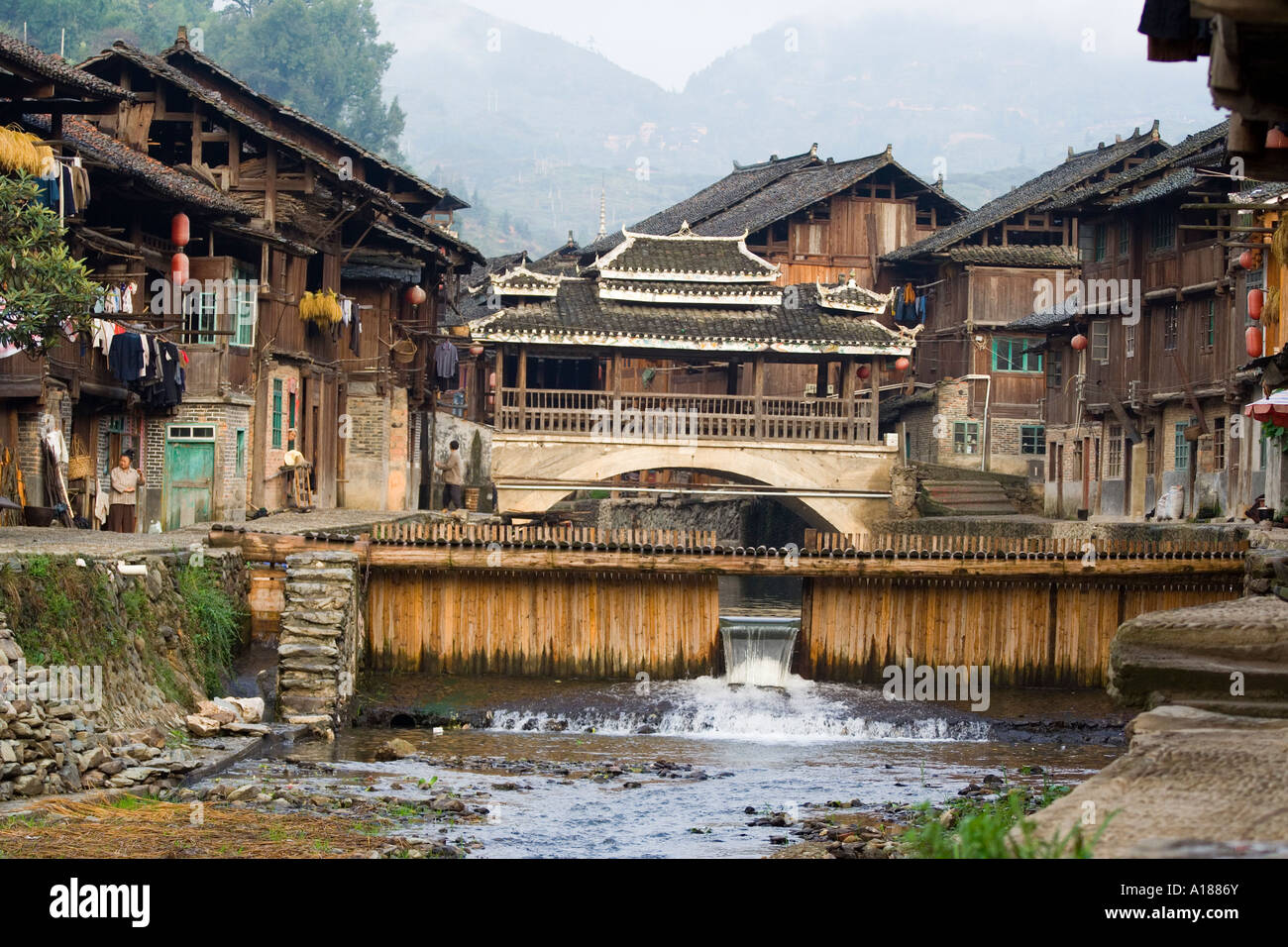 2007 Wind and Rain Bridge in the Ethnic Minority Dong Town of Zhaoxing ...