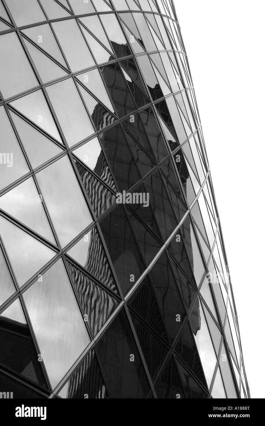 Reflection in gherkin building, London Stock Photo - Alamy