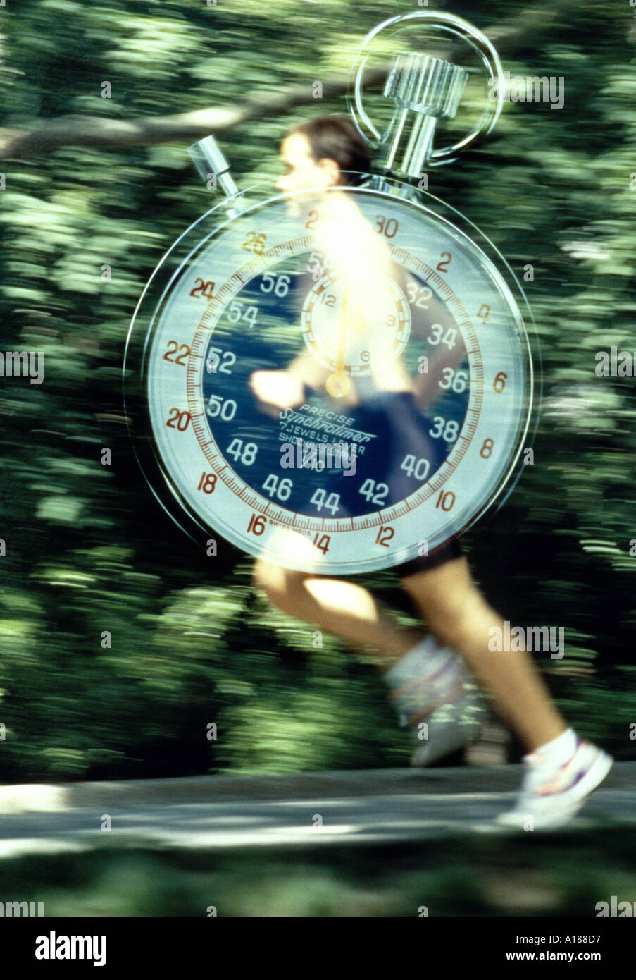 Montage of man jogging with stopwatch Stock Photo - Alamy
