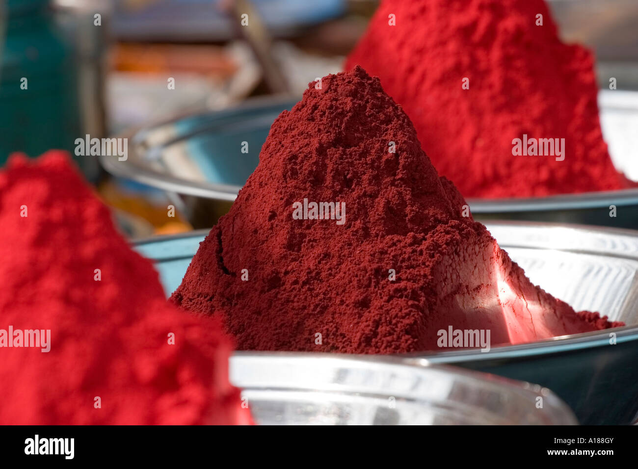 Kumkum powder for sale, Orcha Stock Photo - Alamy