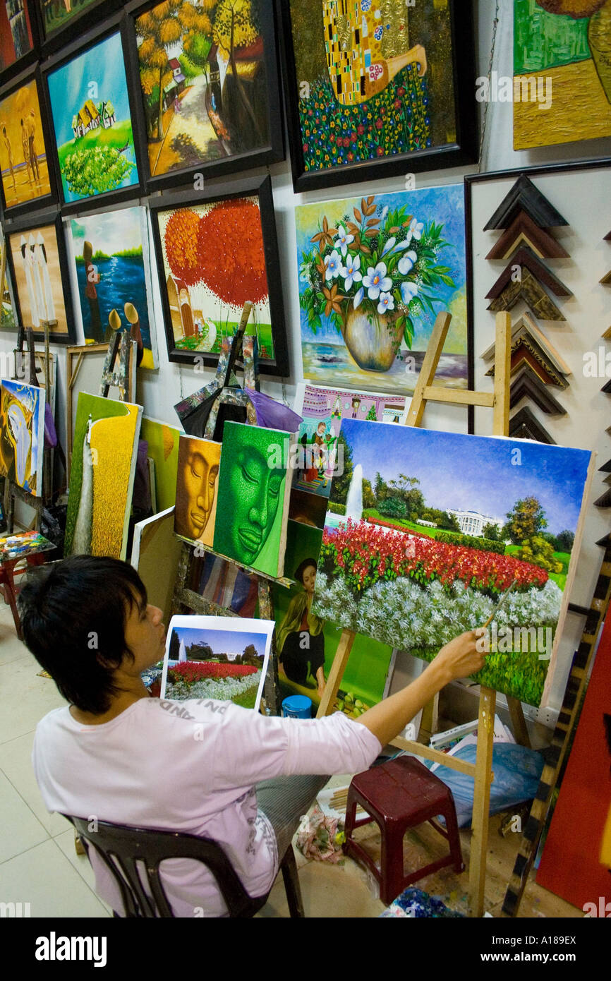 2007 Artist Painting Souvenir Art in a Souvenirs Shop Hanoi Vietnam ...