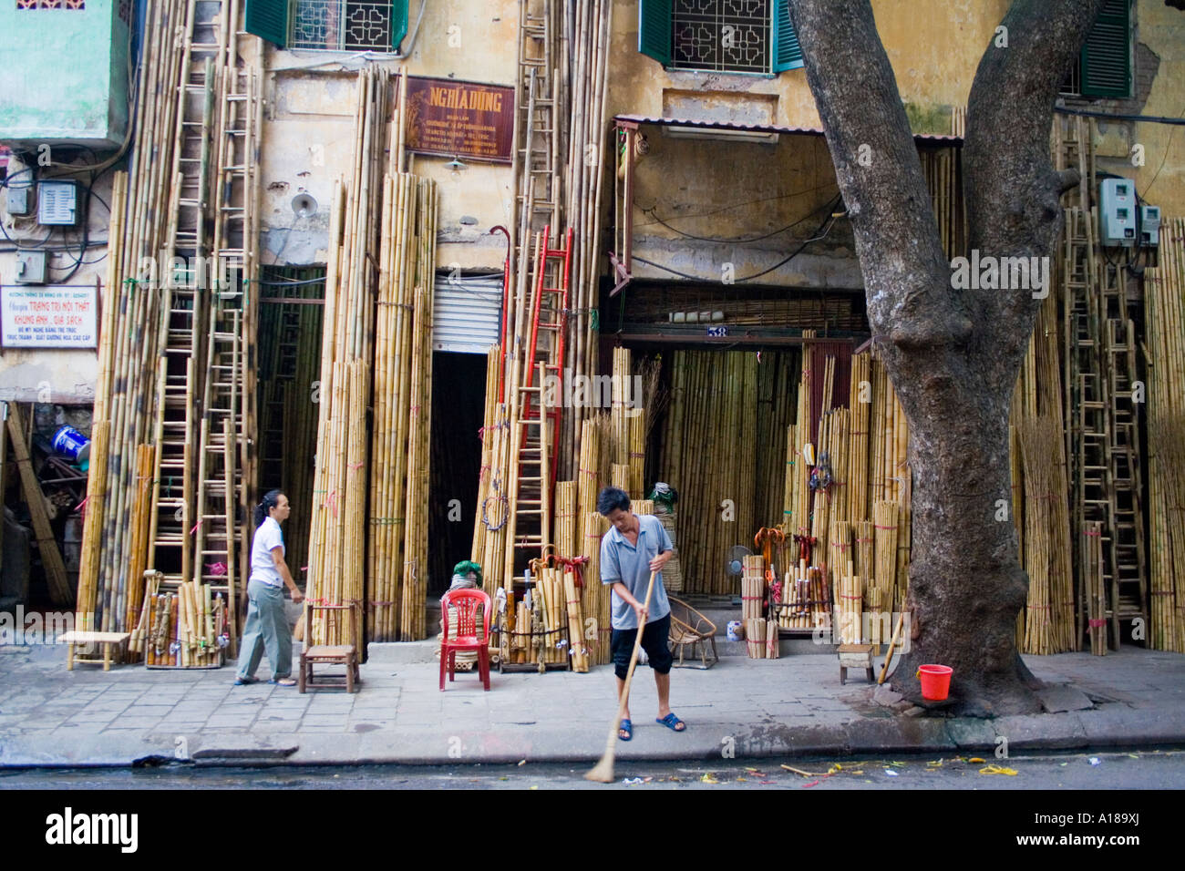 2007 Ladder Street, Bamboo Store Old Quarter Hanoi Vietnam Stock Photo ...