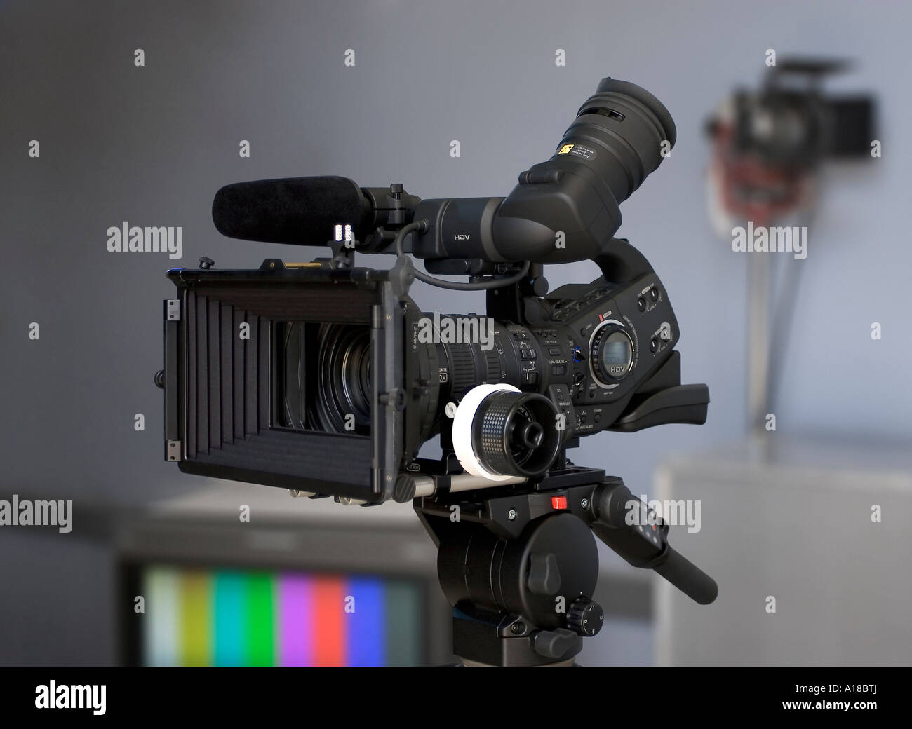 High Definition Video Camera in a Studio Setting with Professional ...