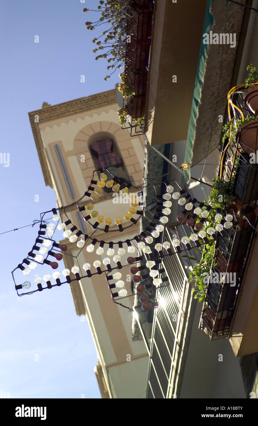 festive street light decoration Benidorm, Costa Blanca , Spain Stock ...